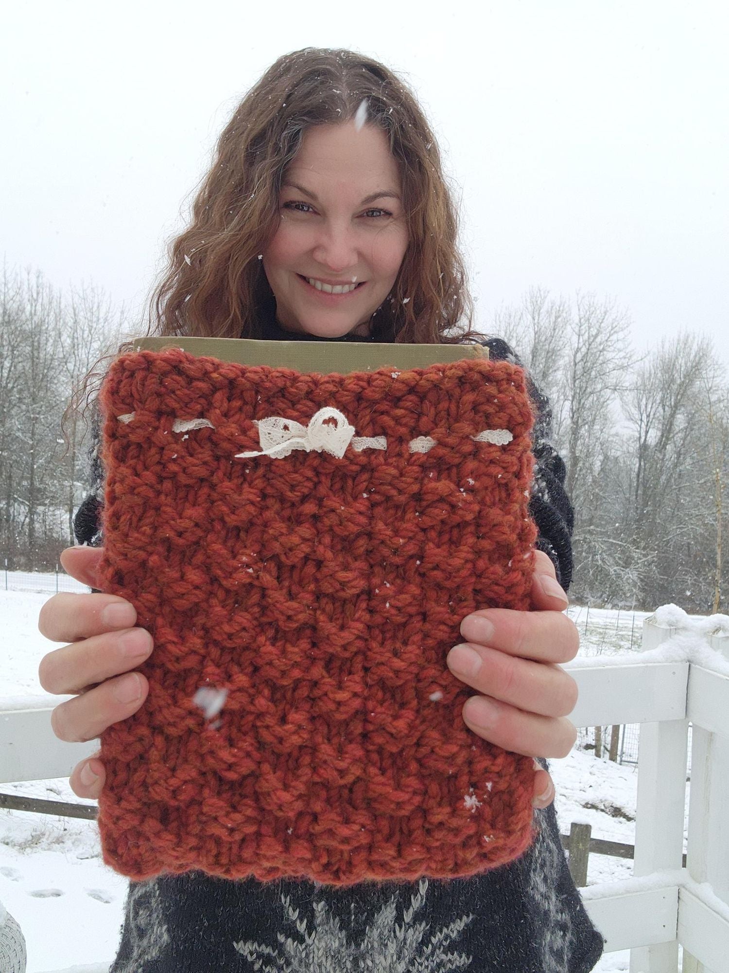 "Cinnamon" Hand Knit Book Pouch or Cover – Toadstool Farm Vintage