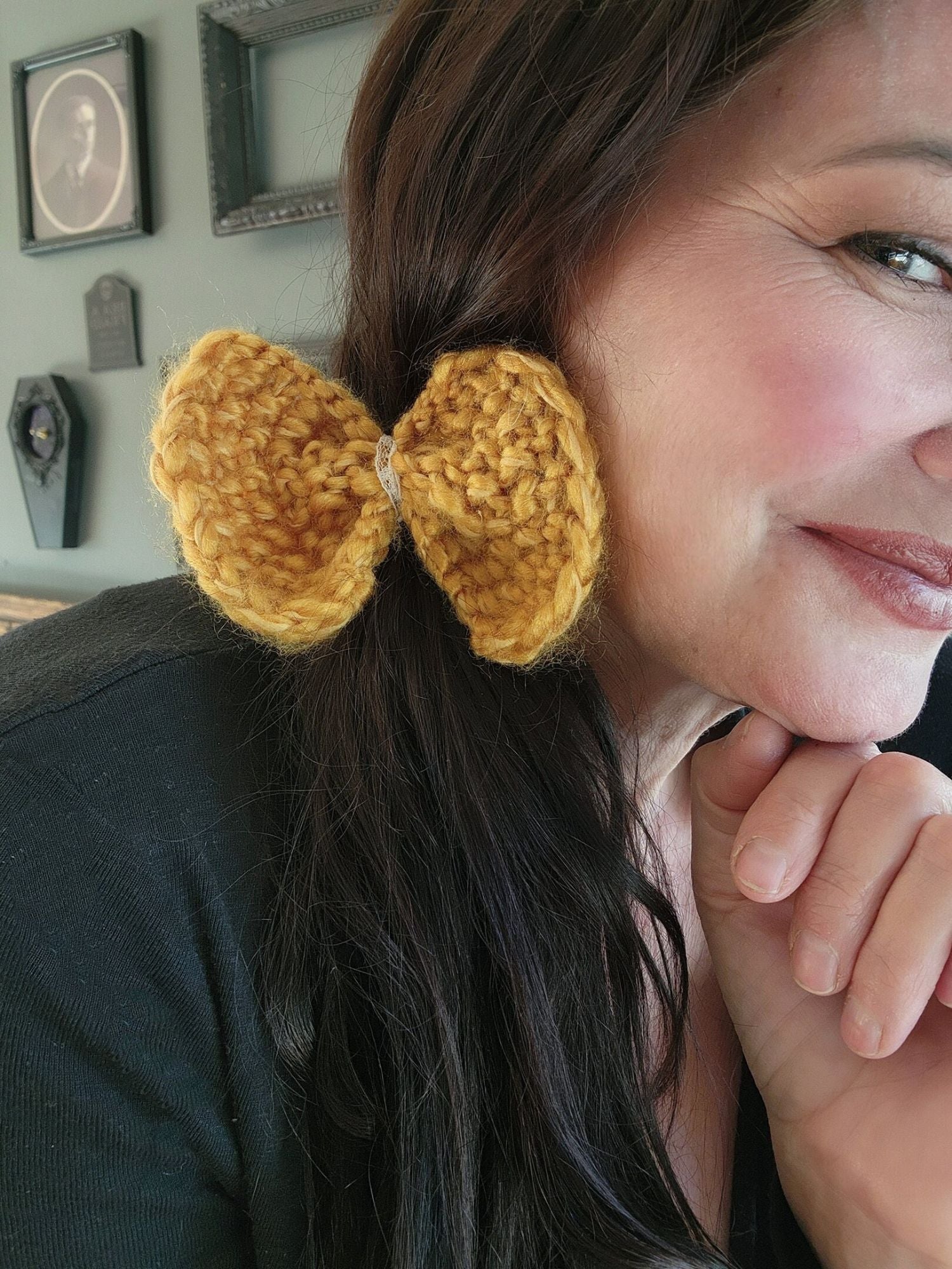 "Candlelight" Knit Hair Bow – Toadstool Farm Vintage