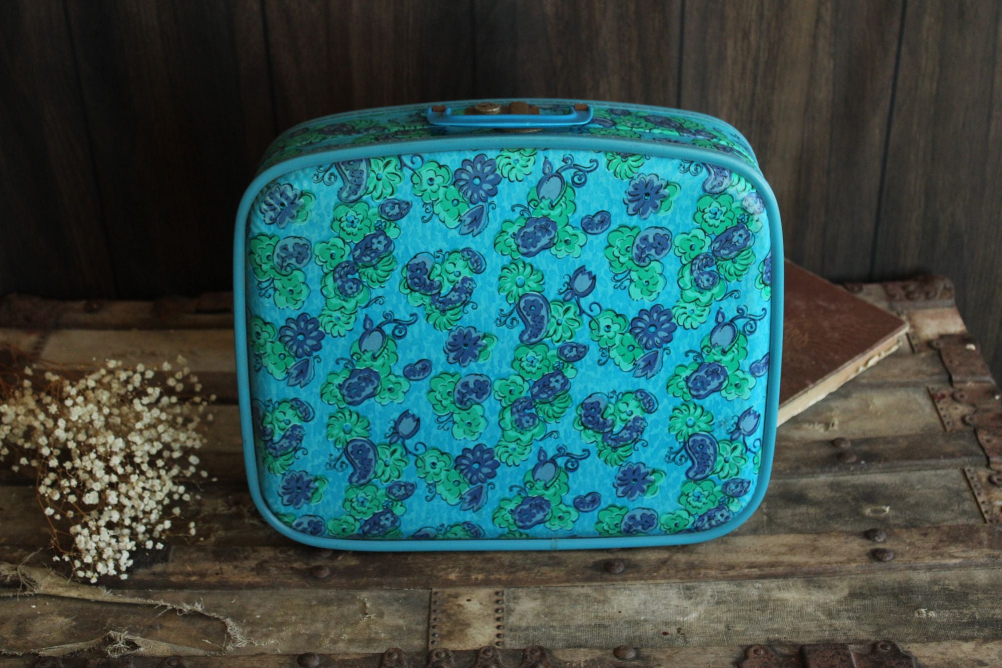 Vintage 1960s Floral Print Hard Side Suitcase – Toadstool Farm Vintage