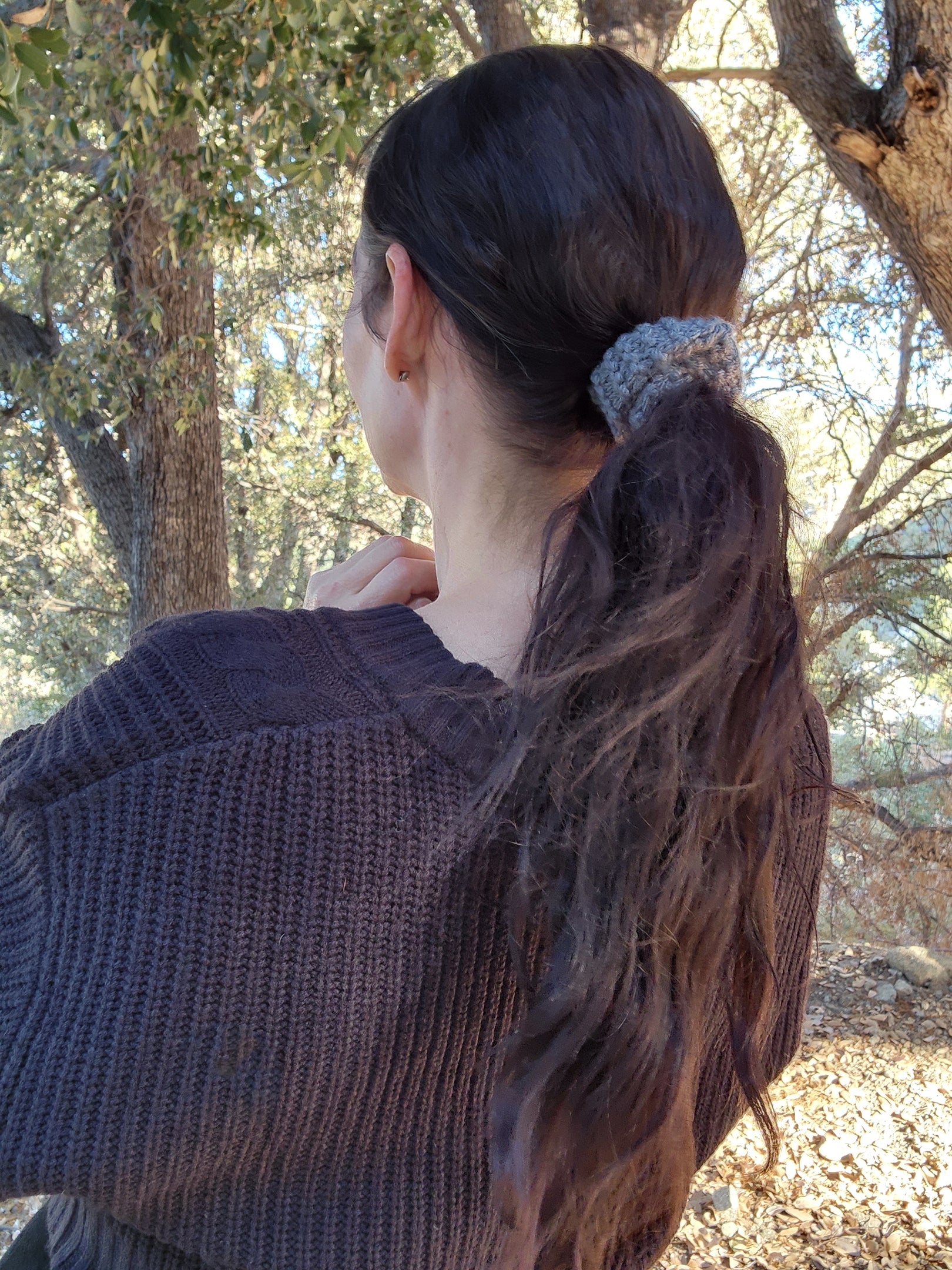 Hand knit Gray Hair Scrunchie in Stormcloud – Toadstool Farm Vintage